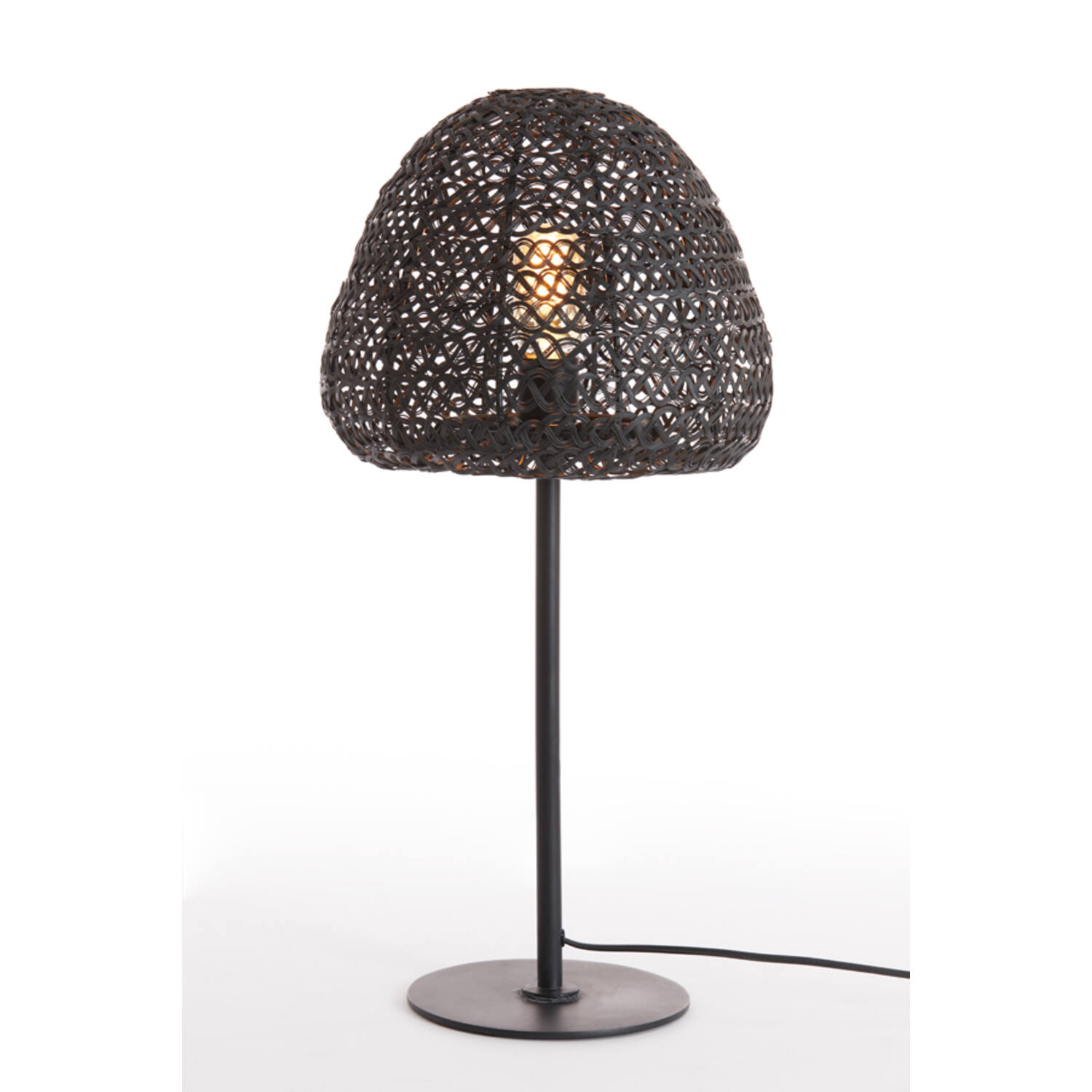 Lampe de table rustique noire avec abat-jour tressé Light and Living ...