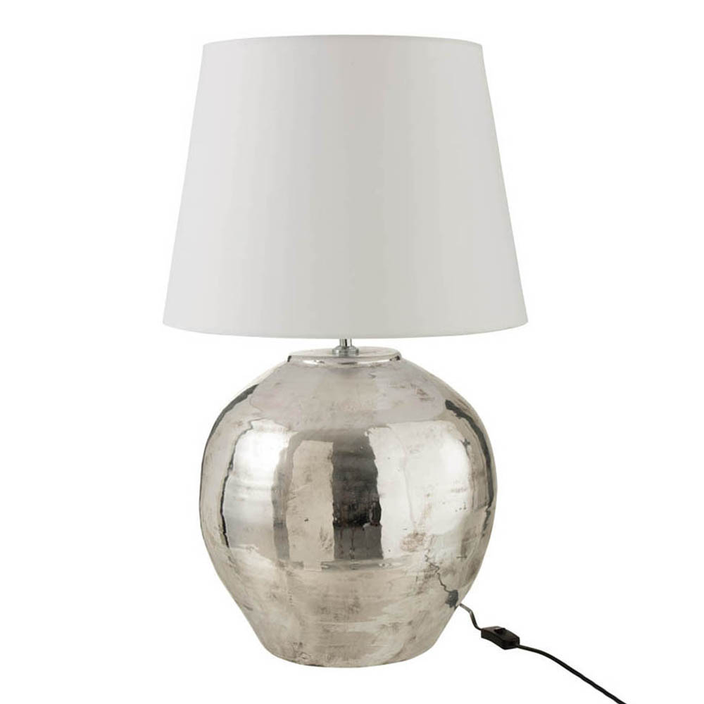 Lampe de table classique argent et blanche Jolipa Arya - Lampesenligne.fr