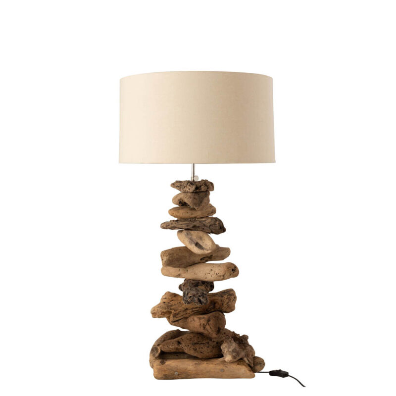 Lampe de table naturelle blanche avec bois Jolipa Driftwood ...